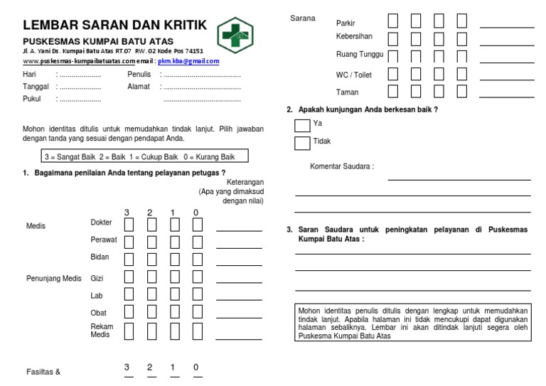 Lembar Saran Dan Kritik