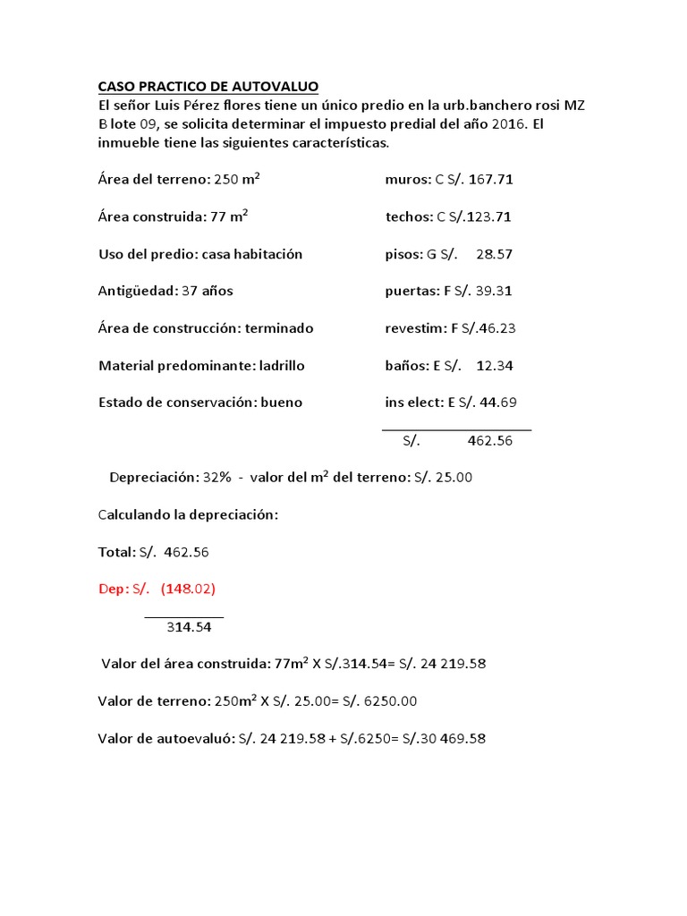 Caso Practico de Autovaluo 1 Diaz | PDF