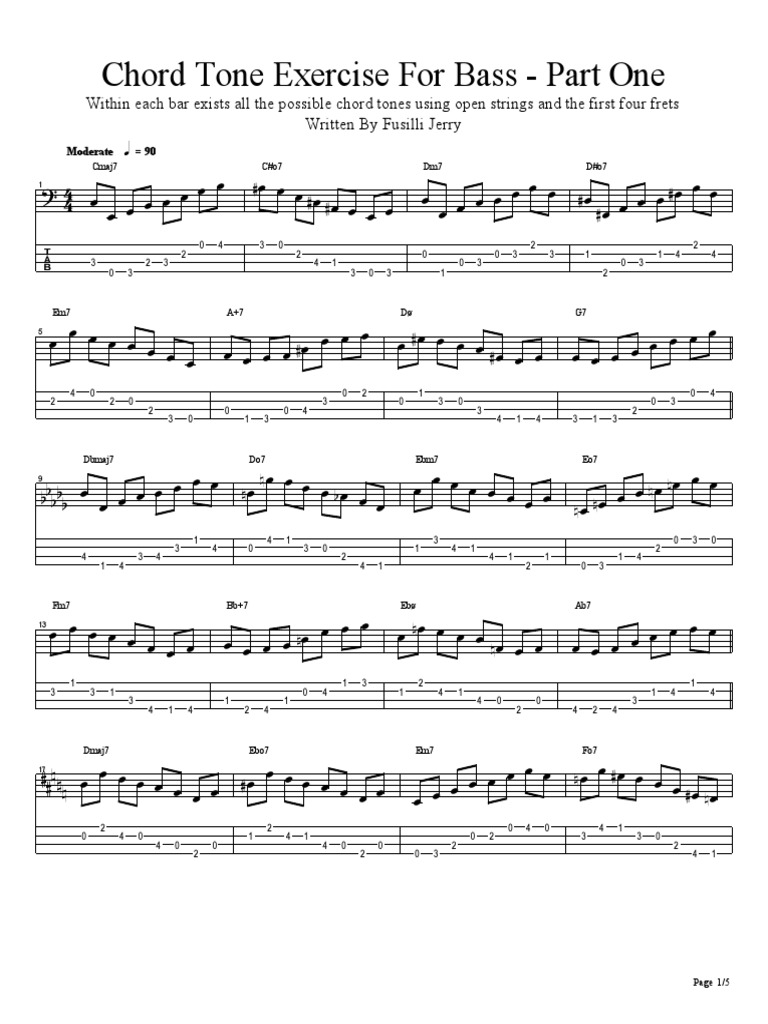 Chord Tone Exercise For Bass | PDF | Bass Guitar | Guitar Family ...