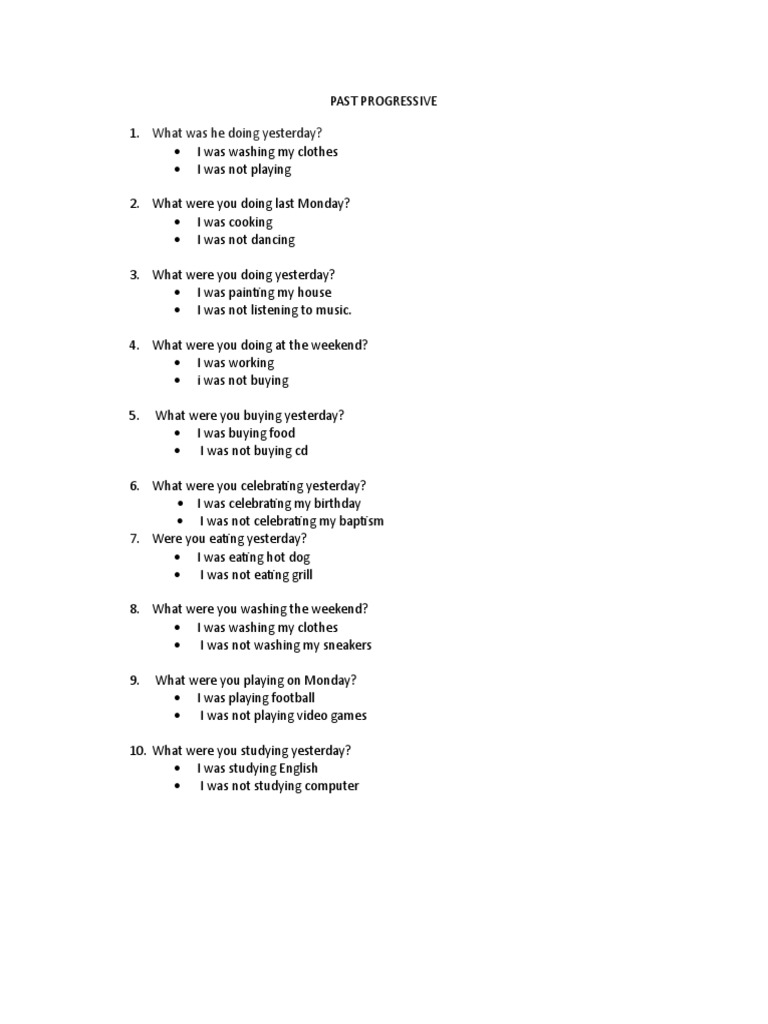 Past Progressive | PDF