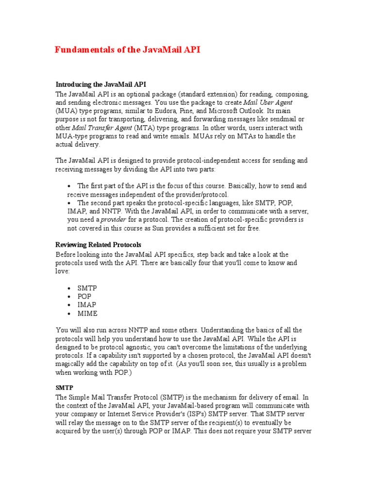 Fundamentals of The Javamail Api | PDF