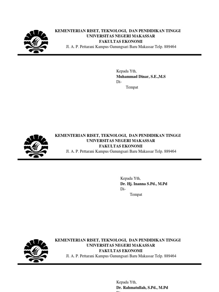 Contoh Amplop Proposal SKL Fakultas Ekonomi | PDF