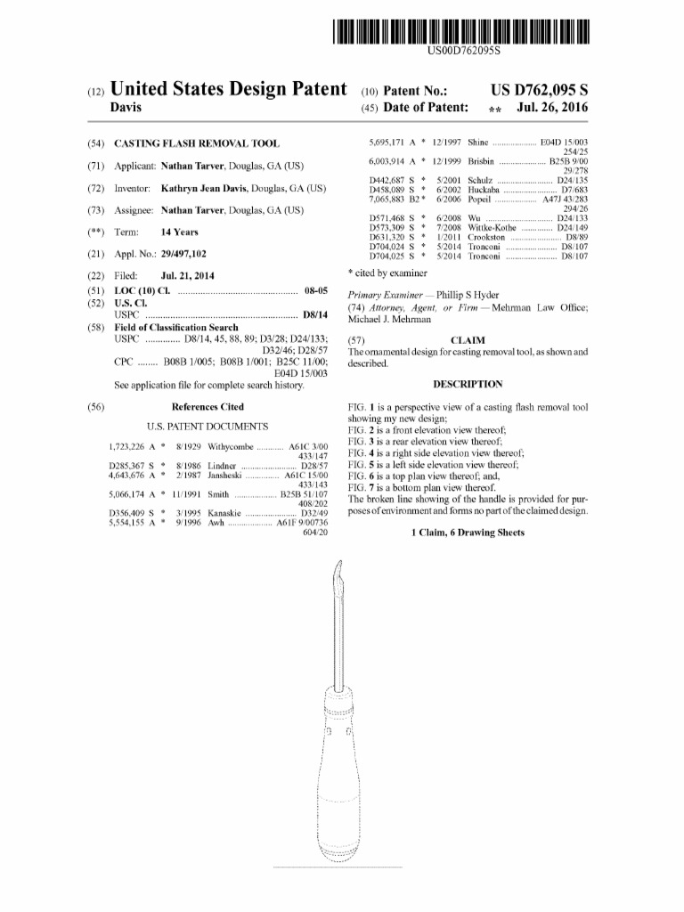 United States Design Patent (10) Patent No.:: Davis (45) Date of Patent ...