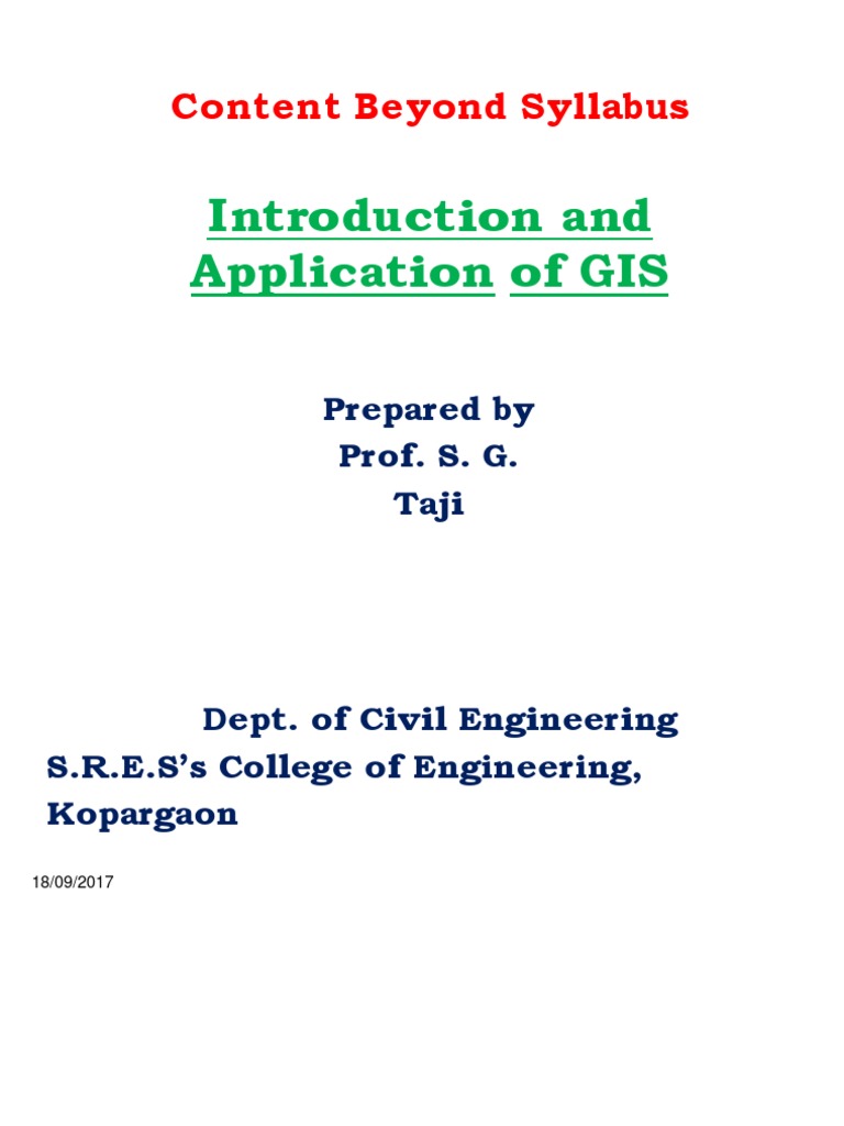 Introduction and Application of GIS: Content Beyond Syllabus | PDF ...
