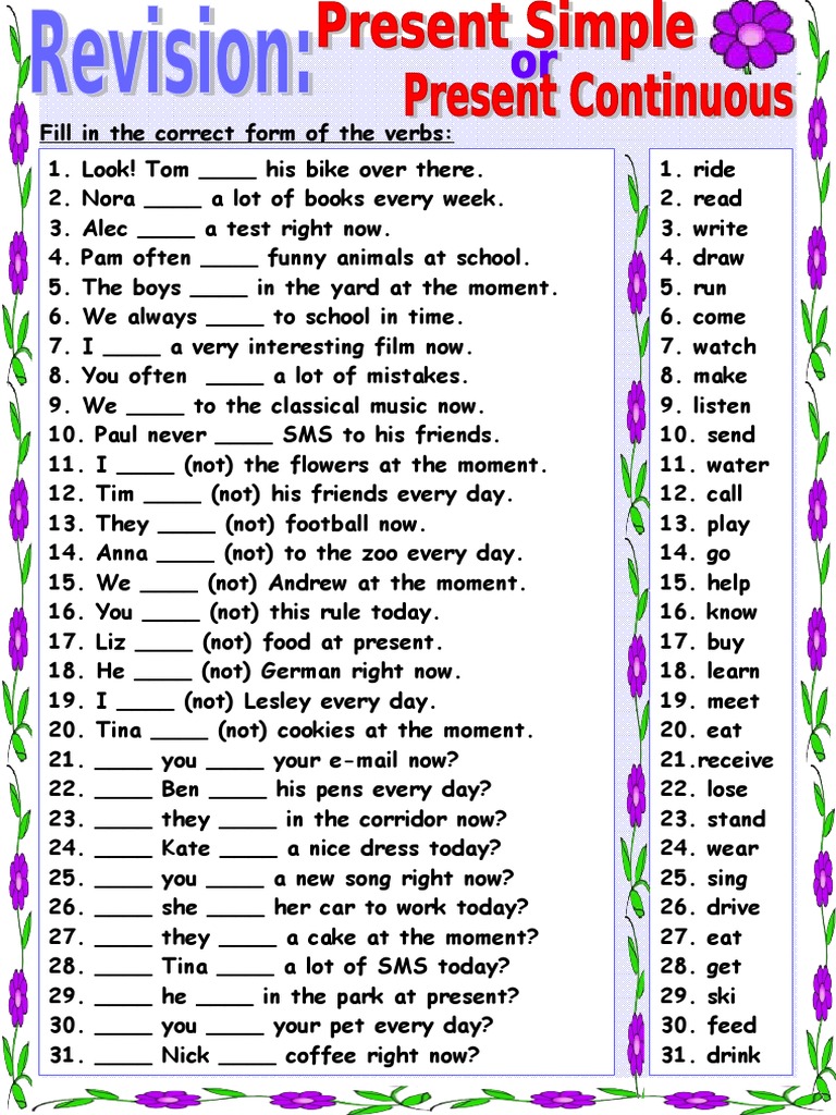 Revision Present Simple or Present Continuous | PDF | Television Series ...