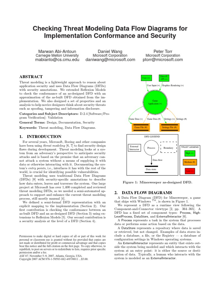 Checking Threat Modeling Data Flow Diagrams For Implementation Conformance and Security | PDF ...