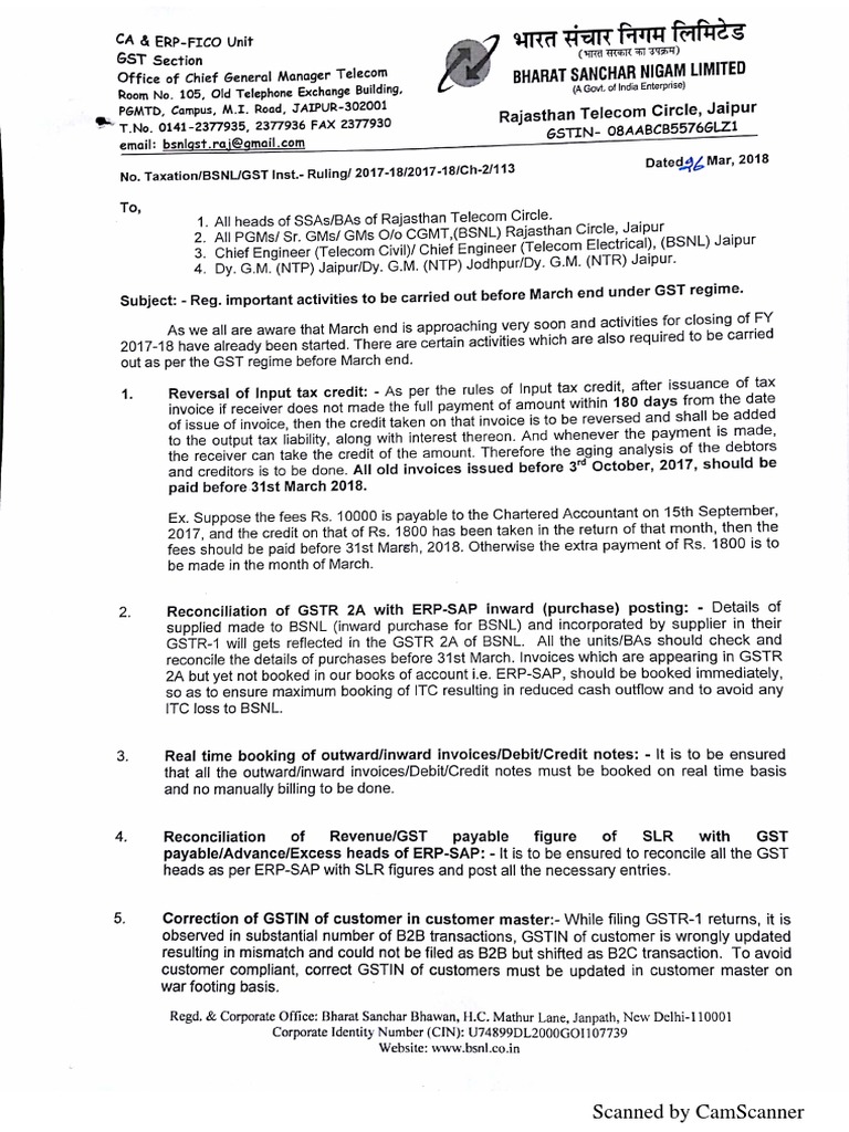 GST Letter 26032018 | PDF