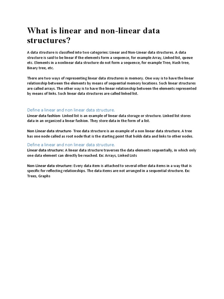 What Is Linear and Non-Linear Data Structures | PDF