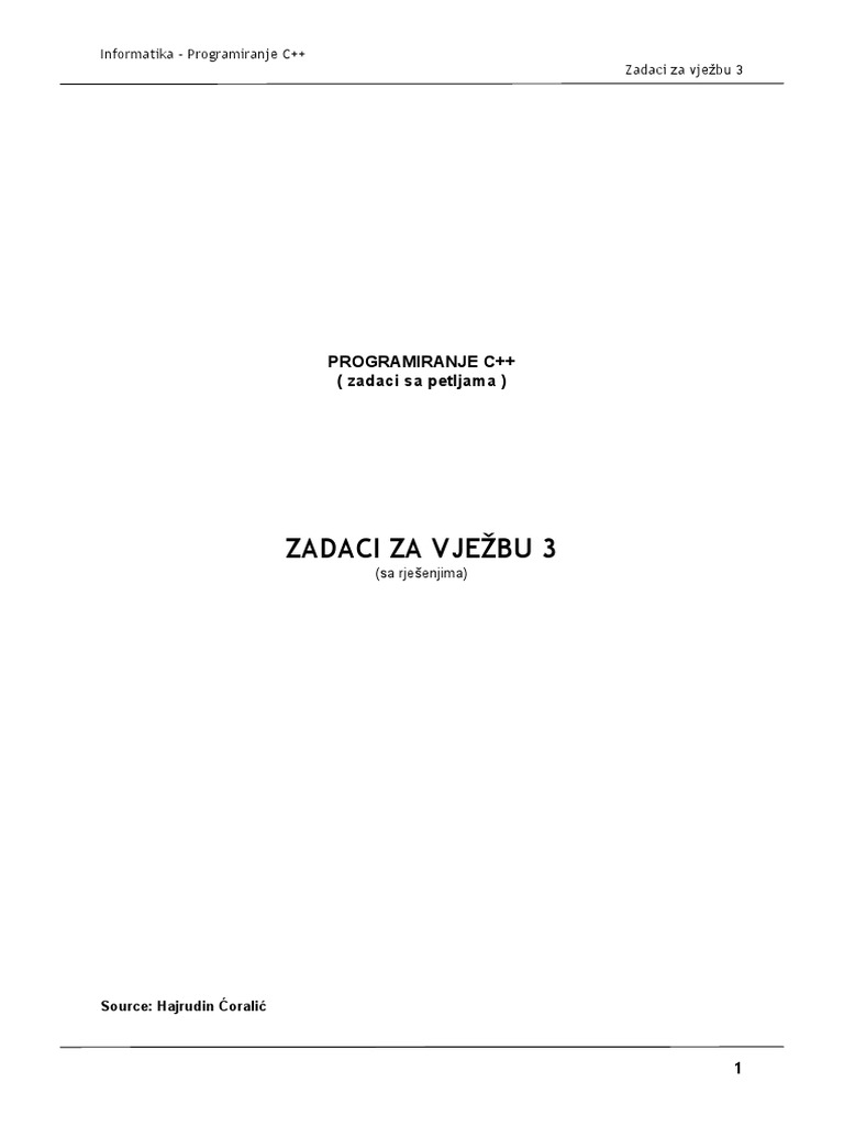 Zadaci Za Vjezbu 3 PDF | PDF