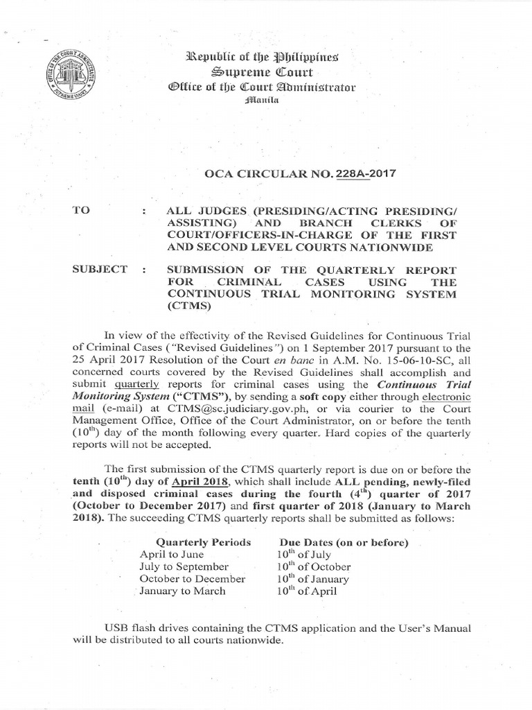 OCA Circular No. 228A 2017 | PDF