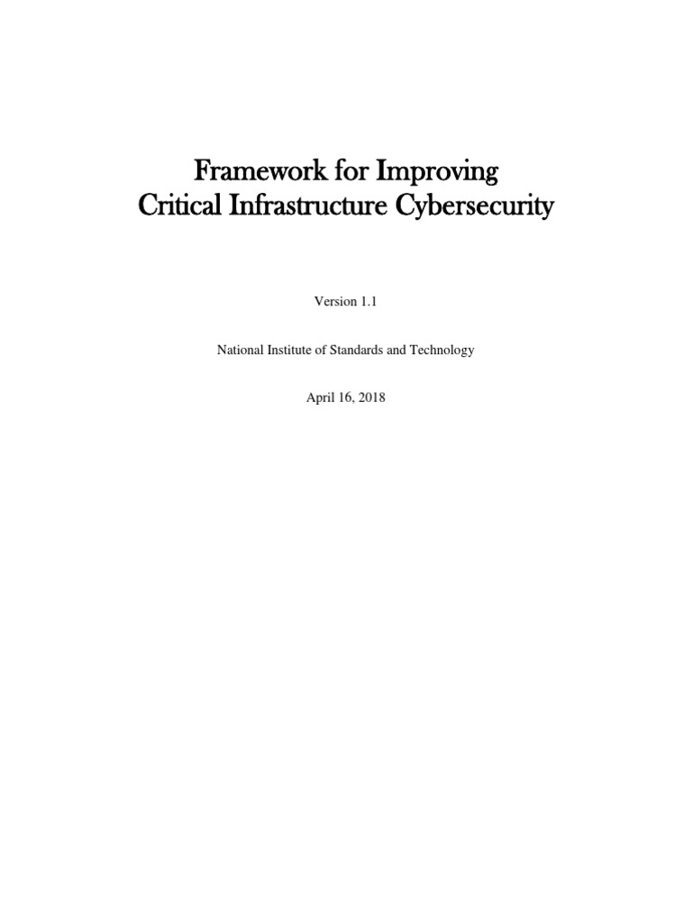 Framework For Improving Critical Infrastructure Cybersecurity | PDF ...