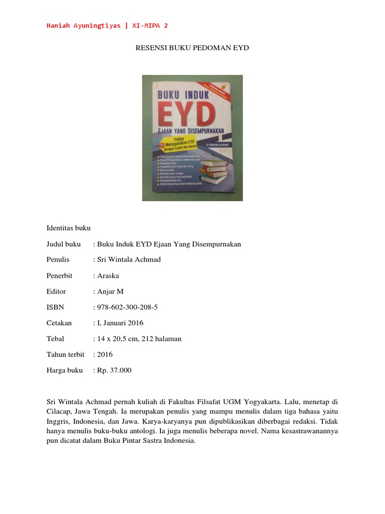 Resensi Buku Pedoman Eyd | PDF