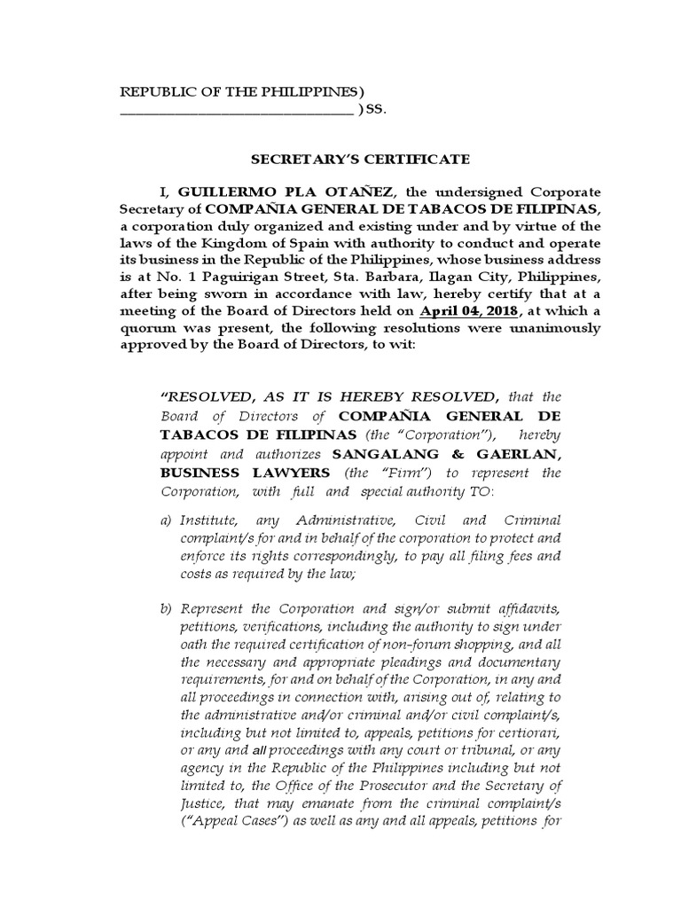 Sec Cert for Cases | Complaint | Supreme Courts