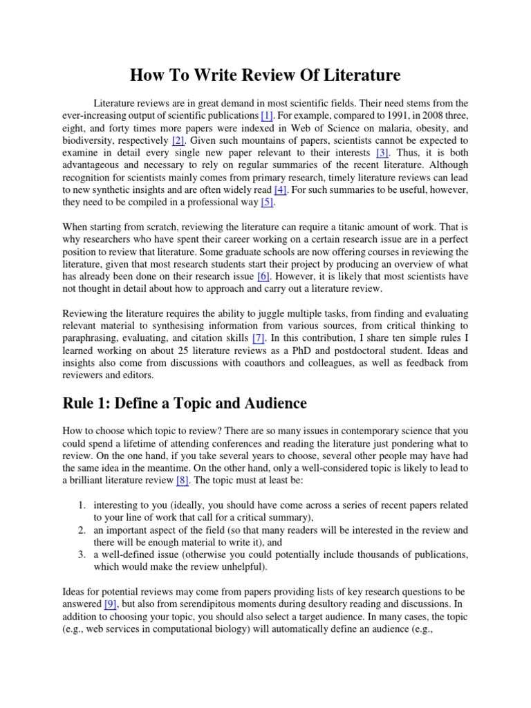 How To Write Review of Literature | PDF | Literature Review ...