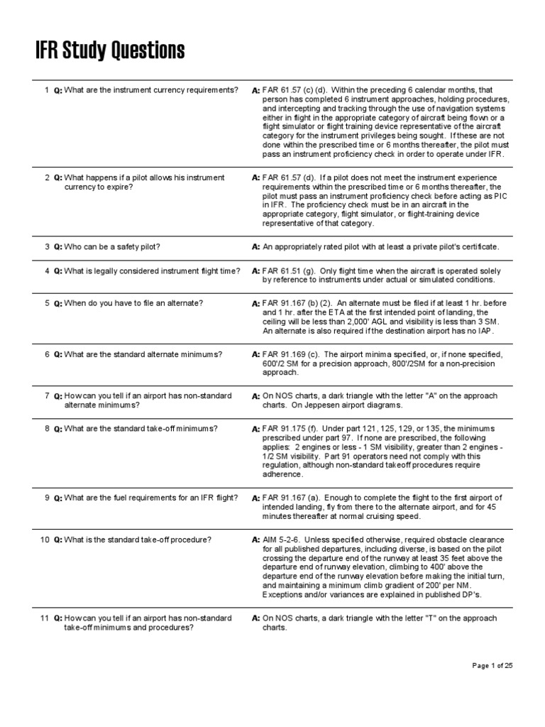 IFR Study Questions: Page 1 of 25 | PDF | Instrument Flight Rules ...