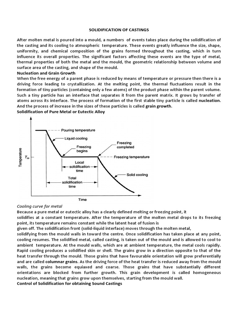 Solidification of Castings-F | PDF | Casting (Metalworking) | Freezing