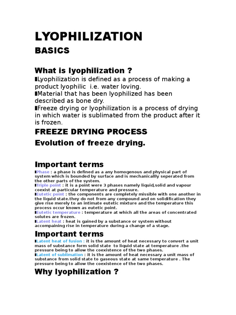 Lyophilization Basics | PDF | Freeze Drying | Freezing