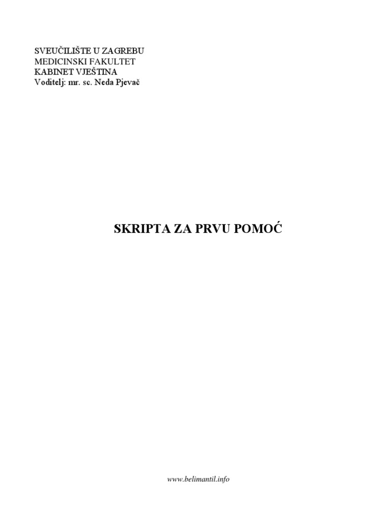 Prva Pomoc - Hrvatska Skripta | PDF