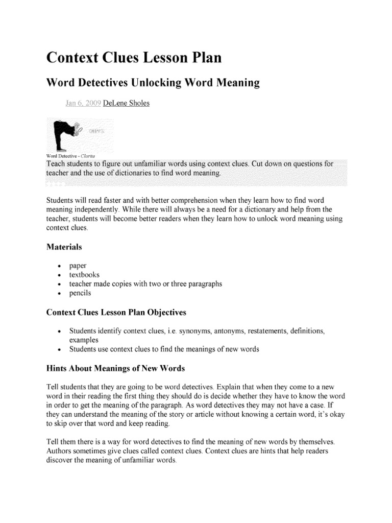 1 A Context Clues Lesson Plan | PDF