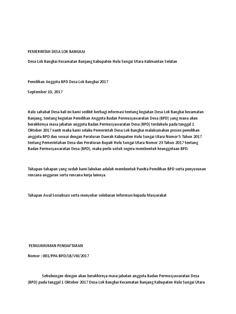 Tahapan Pemilihan BPD | PDF | Politik | Ilmu Sosial