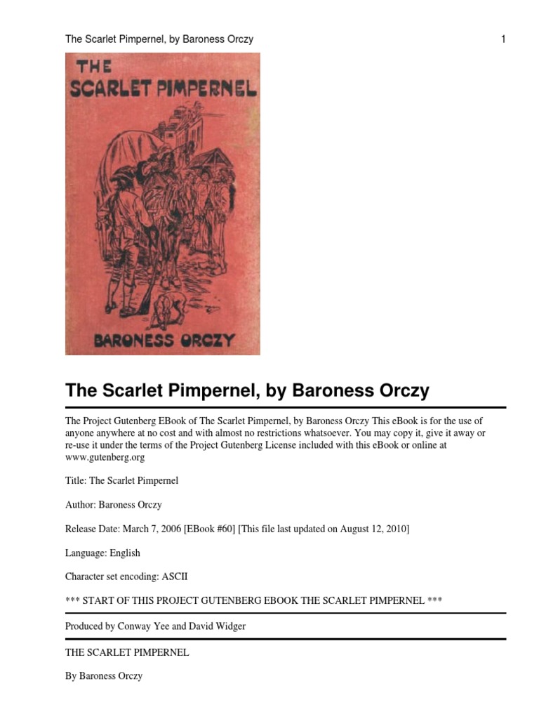 The Scarlet Pimpernel by Baroness Emmuska Orczy | PDF | Emma Orczy ...