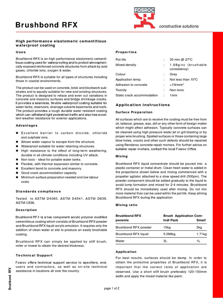 Brushbond RFX. PDF | Concrete | Mortar (Masonry)