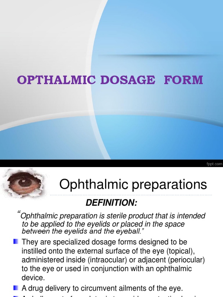 Ophthalmic Dosage Forms Overview | PDF | Emulsion | Materials