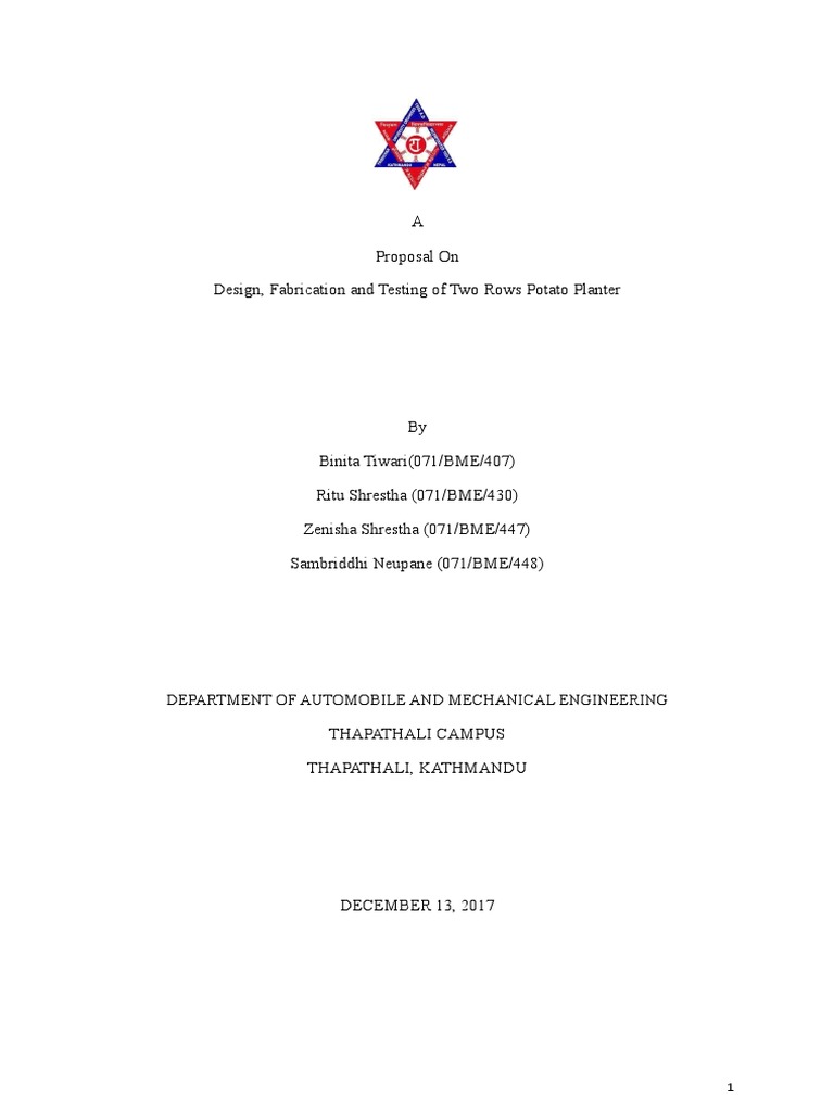 Final Proposal Potato | PDF | Potato | Plough