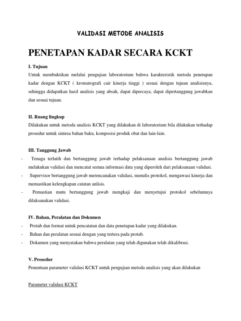 Validasi Metode KCKT dan Persen Recovery | PDF