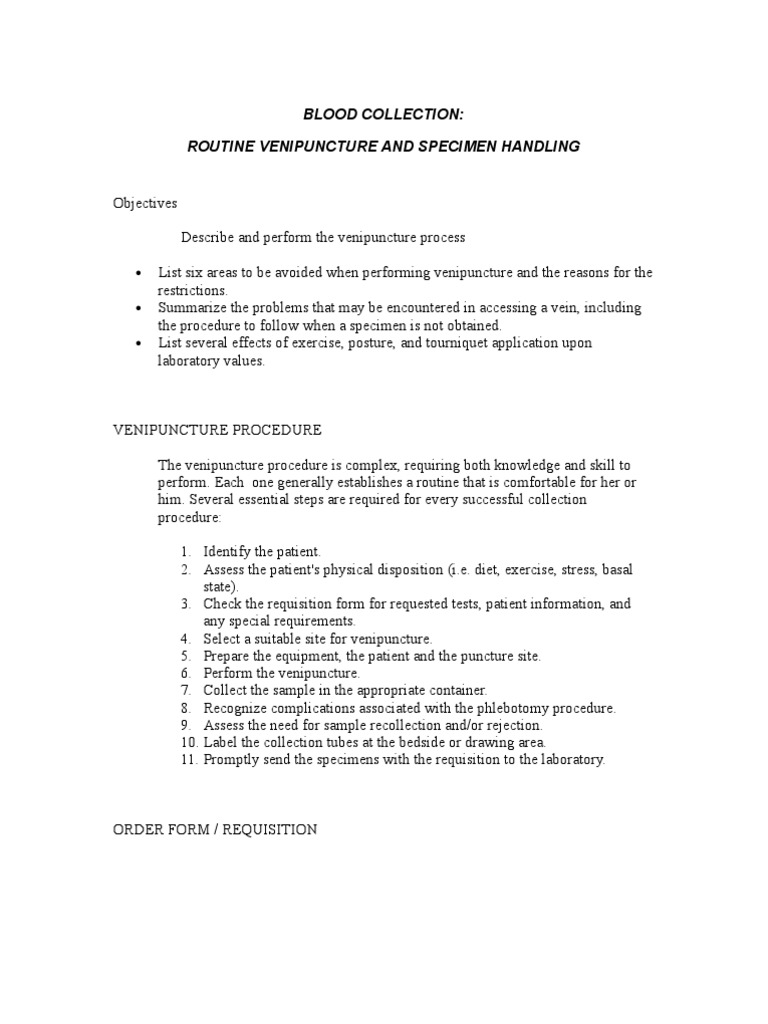 Collection of Blood Samples | PDF | Intravenous Therapy | Blood