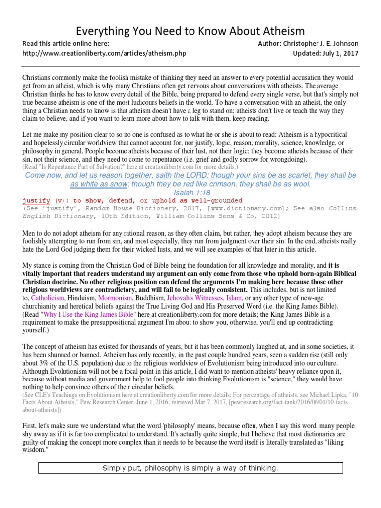 Everything You Need To Know About Atheism | PDF | Atheism | Existence ...