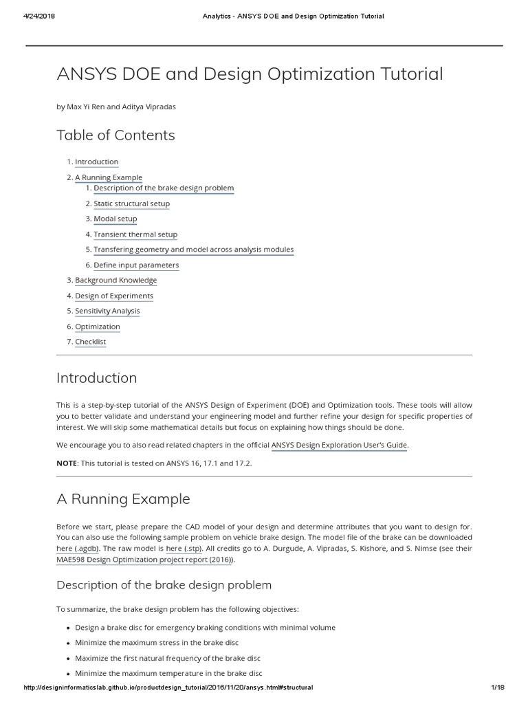 ANSYS DOE and Optimization Guide | PDF | Mathematical Optimization | Sensitivity Analysis