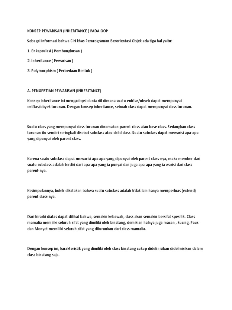 Pengertian dan Konsep Pewarisan OOP | PDF | Komputer