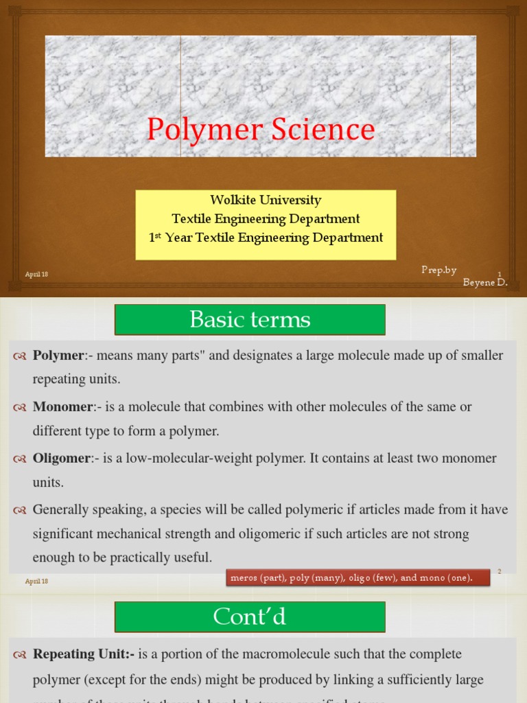 Chapter 1 | PDF | Polymerization | Polymers