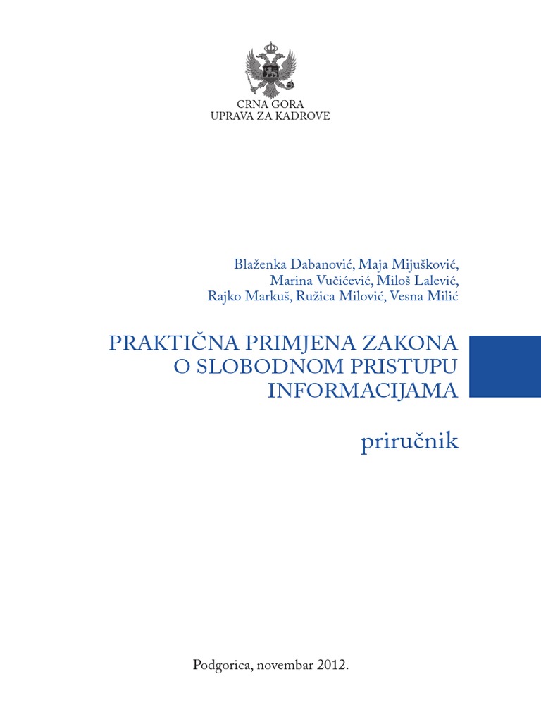 Prirucnik Za Slobodan Pristup Informacijama PDF | PDF