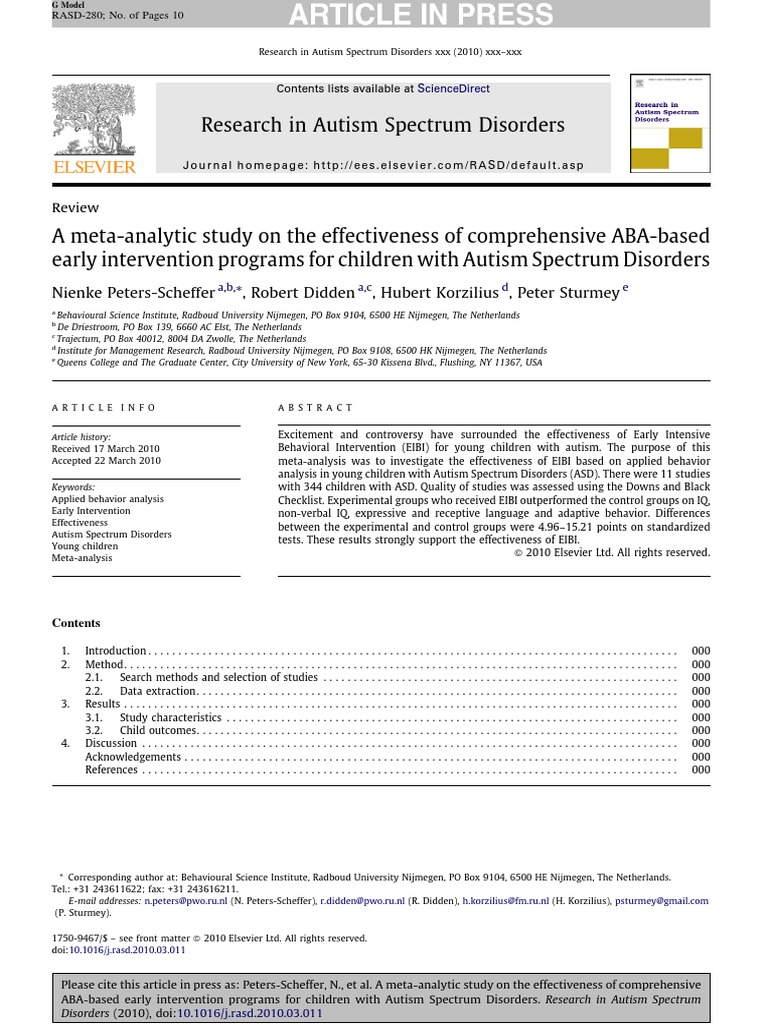 ABA-based Early Intervention | PDF | Autism Spectrum | Pervasive ...