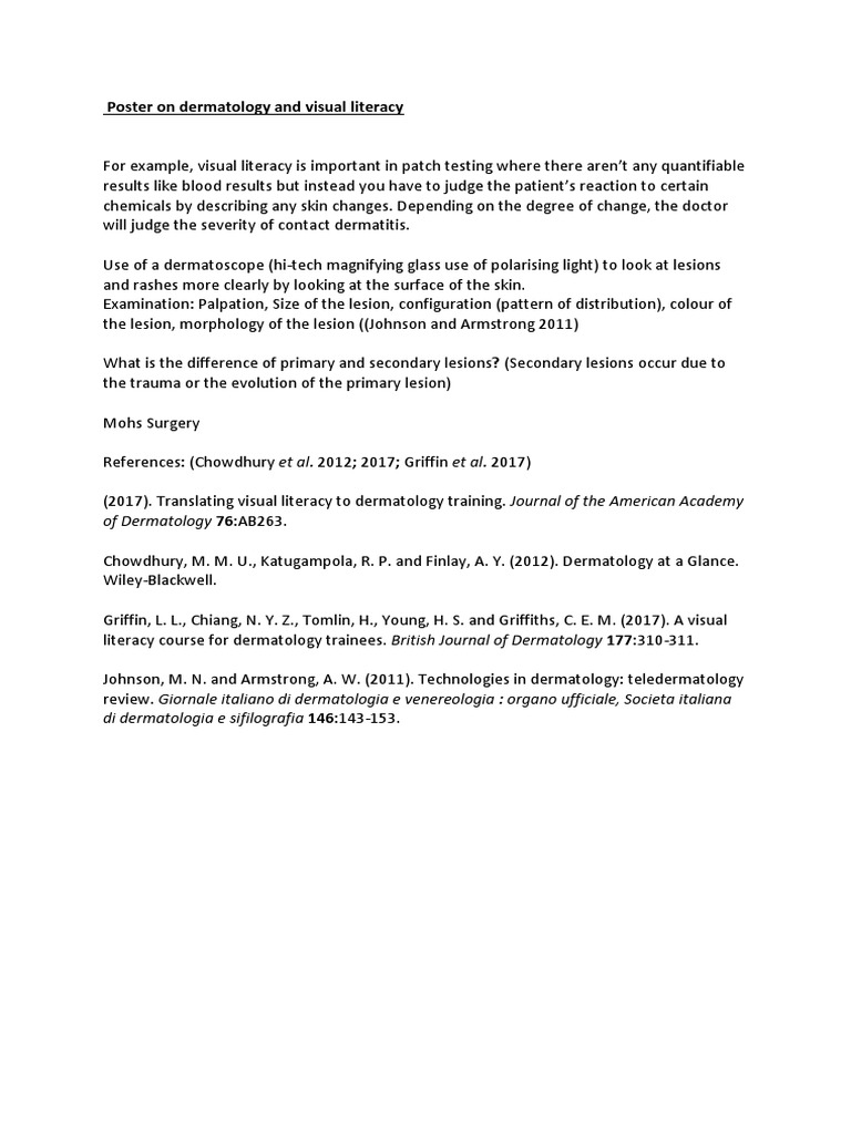 Dermatology Poster Notes | PDF