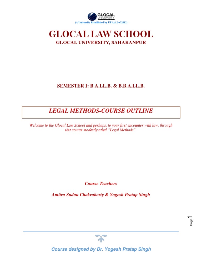 Legal Methods Course Outline | PDF | Precedent | Justice