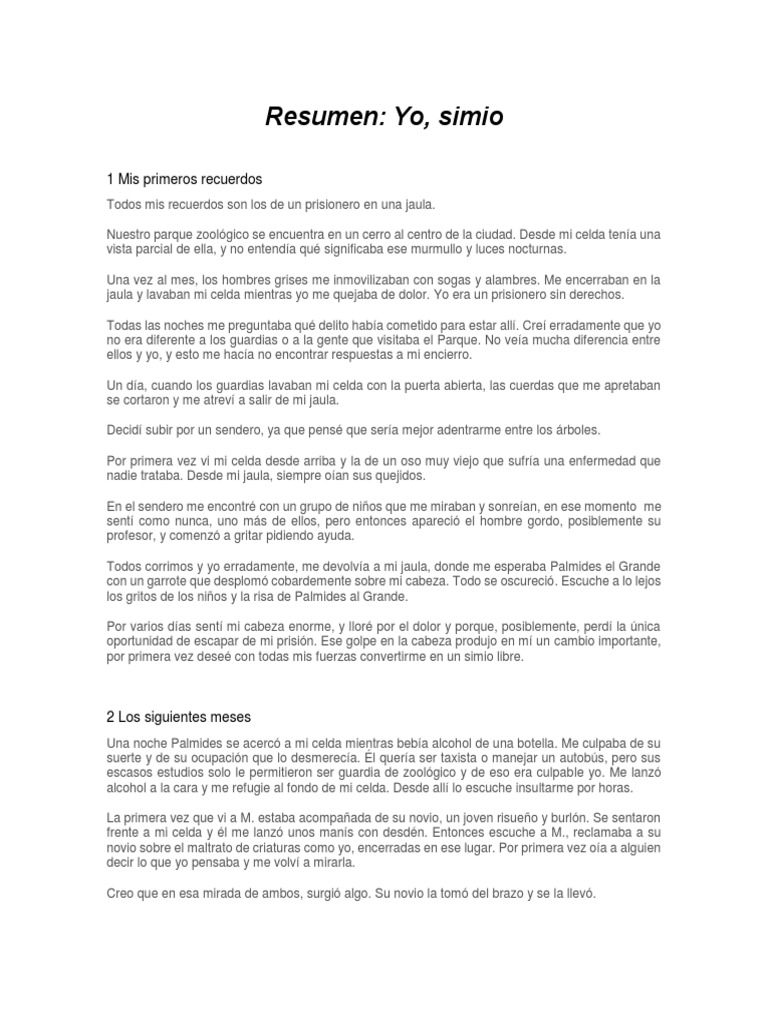 Resumen Yo, Simio | PDF | Homo Sapiens | Amor