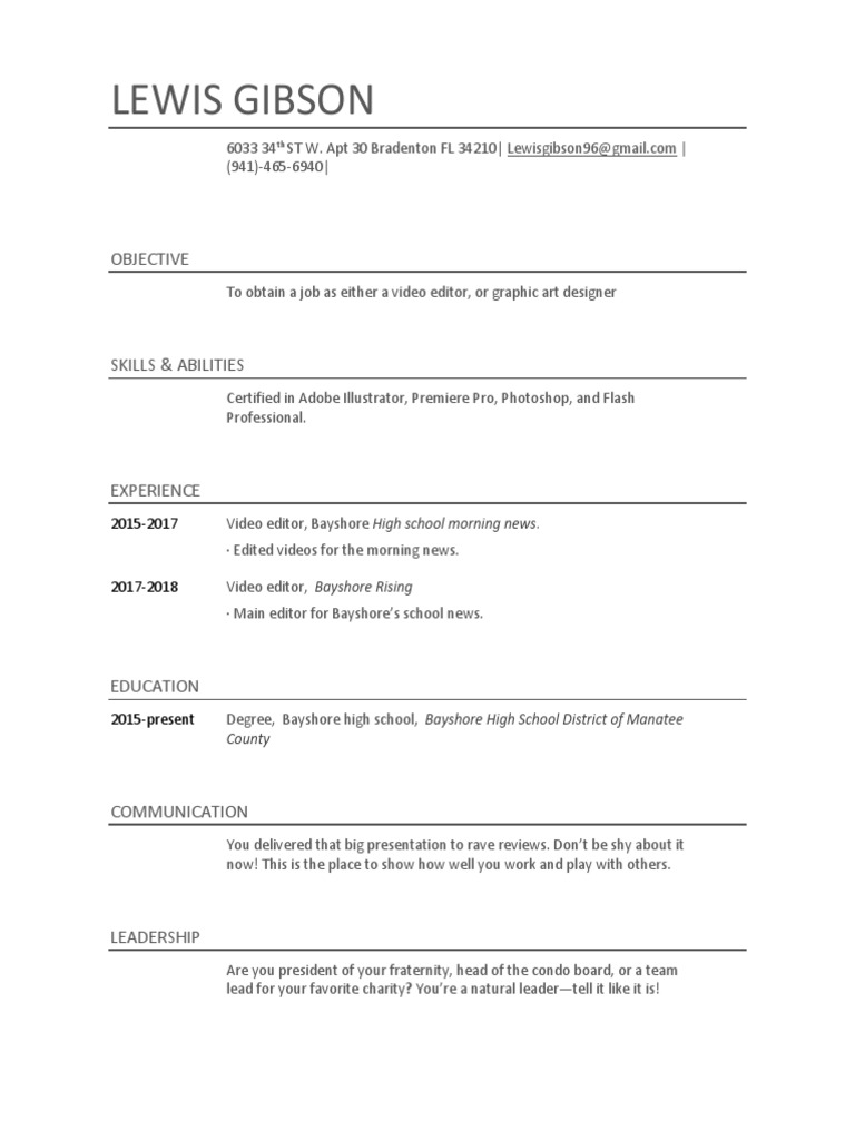 Lewis Gibson Resume | PDF