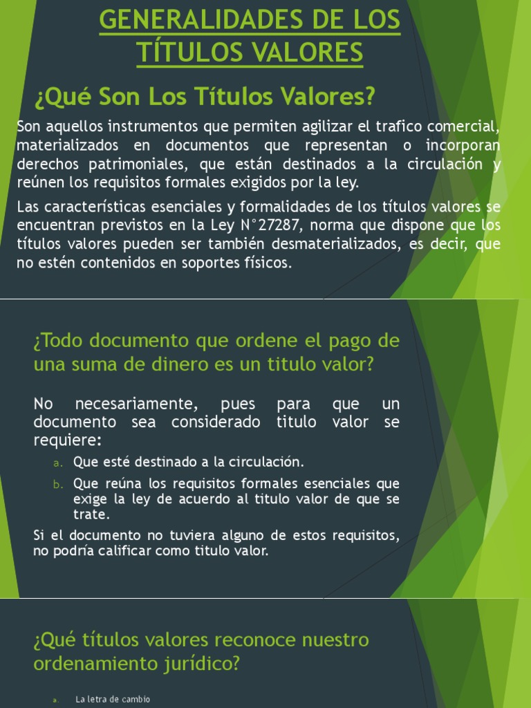 Generalidades de Los Títulos Valores | Instrumento negociable | Gobierno