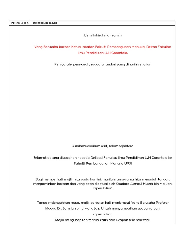 Teks Emcee Pembukaan | PDF