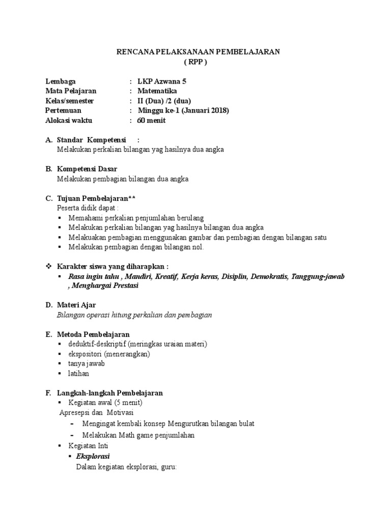 RPP Kelas 2 | PDF | Karier & Perkembangan