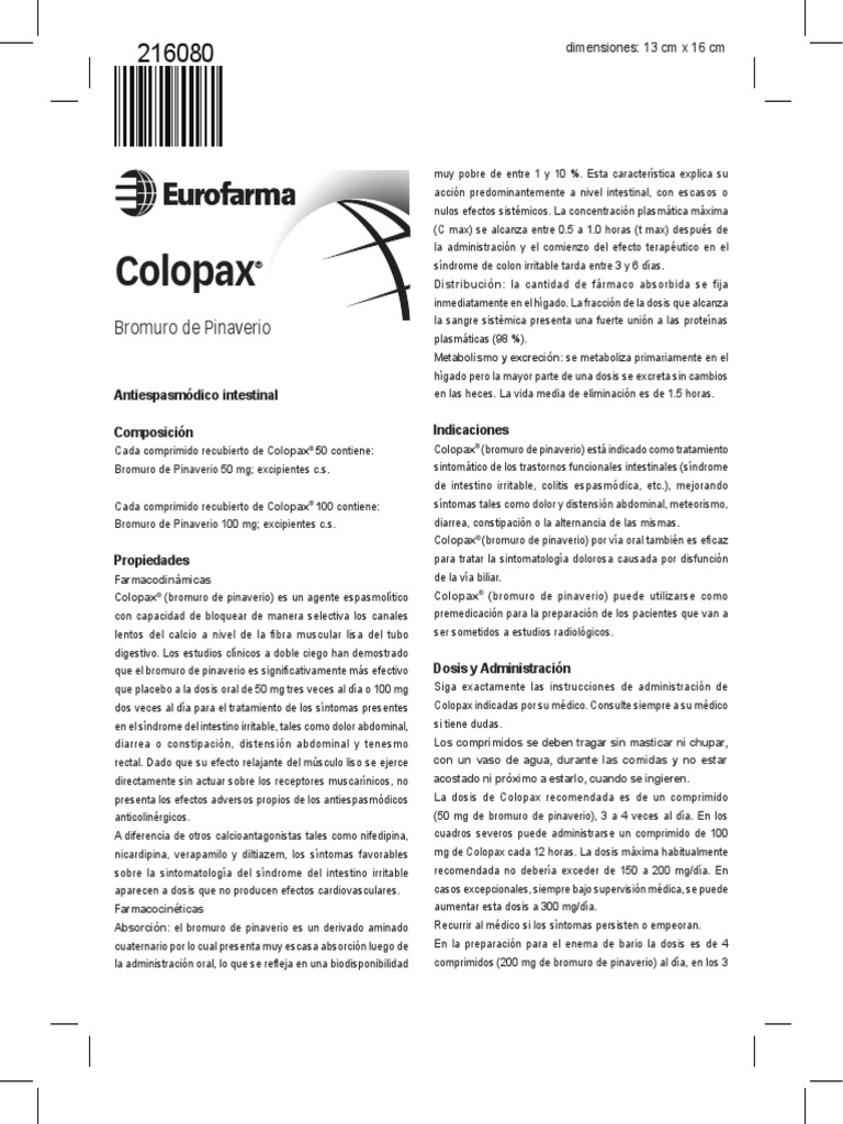 Prospecto Colopax NOVA R Marzo15 | PDF | Síndrome del intestino ...