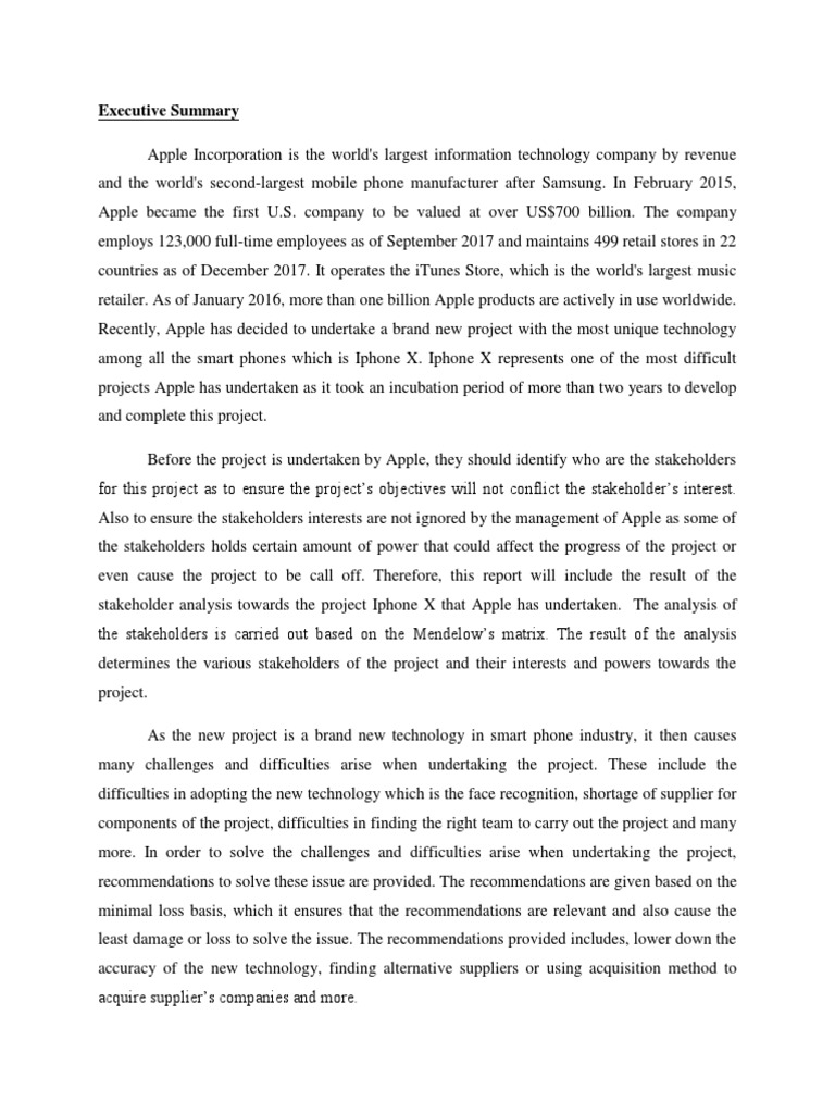 Apple Stakeholder Analysis for iPhone X | PDF | Apple Inc. | I Phone