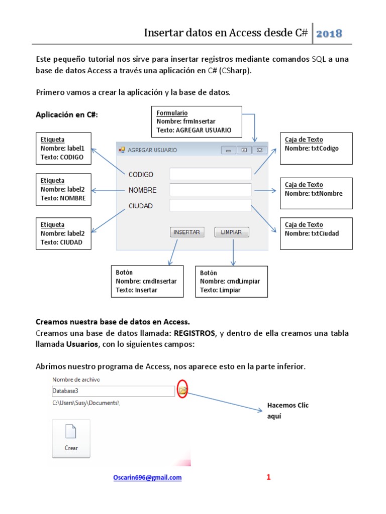Insertar CSharp Con Access | PDF | Tabla (base de datos) | C Sharp (lenguaje de programación)