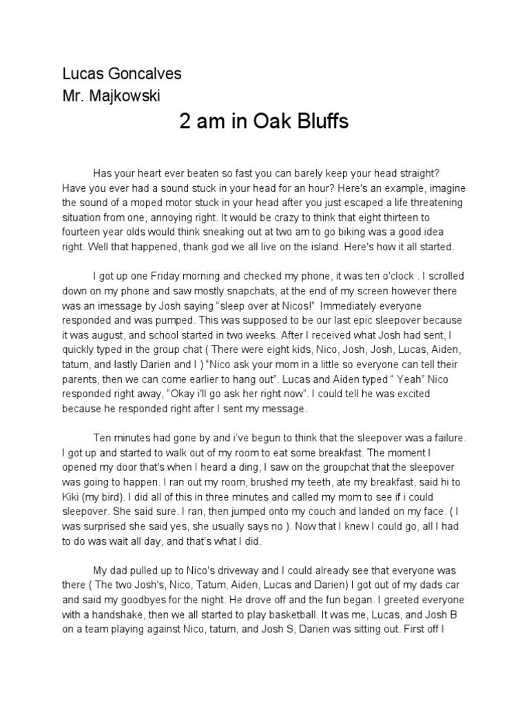 Lucas Goncalves - Placed-Based Narrative Rough Draft | PDF | Leisure