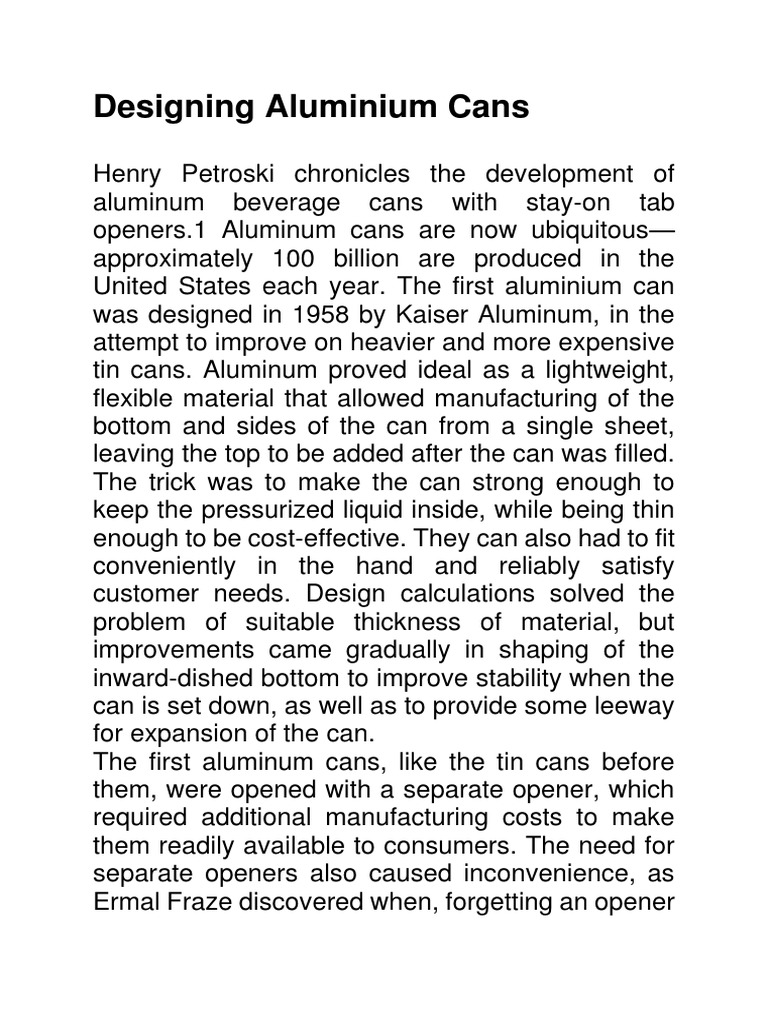 Designing Aluminium Cans | PDF | Safety | Aluminium