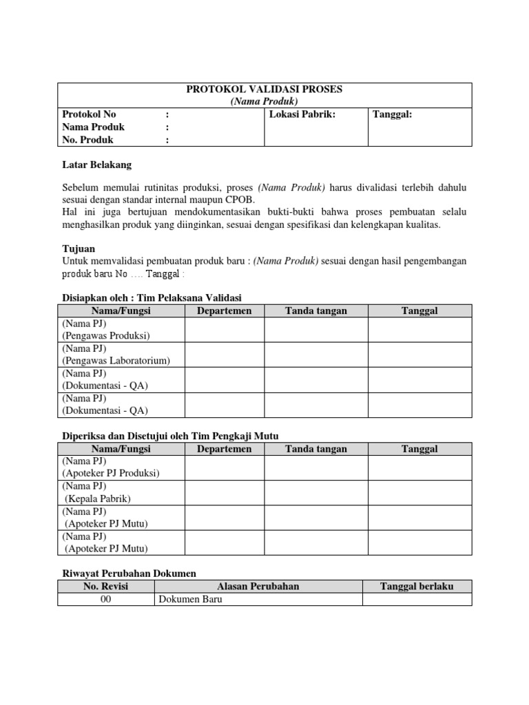 Protokol Validasi Proses | PDF