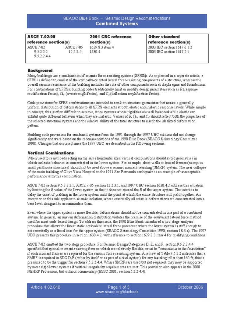 Combined Systems SEAOC Blue Book | Download Free PDF | Structural ...